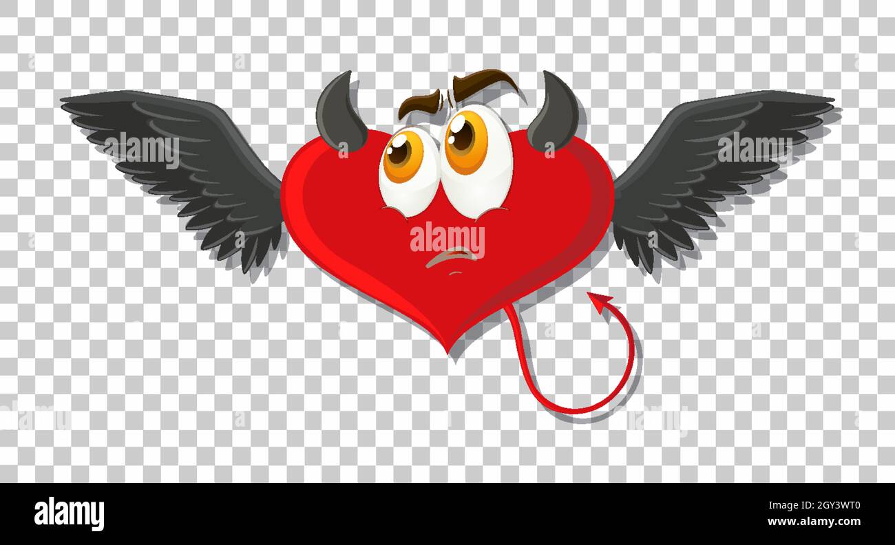 Heart shape devil with facial expression illustration Stock Vector ...