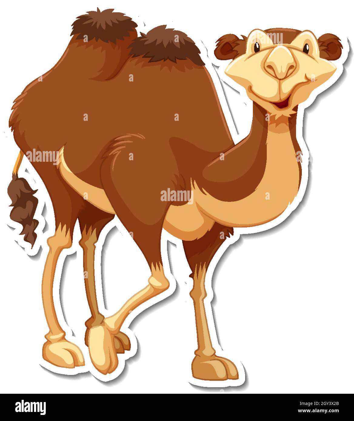 A sticker template of camel cartoon character illustration Stock Vector ...
