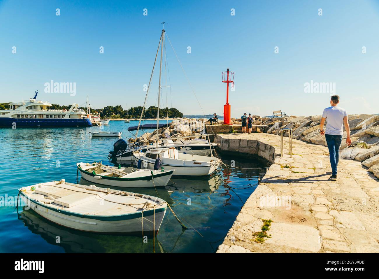 view harbour with city on background. summer time Stock Photo - Alamy