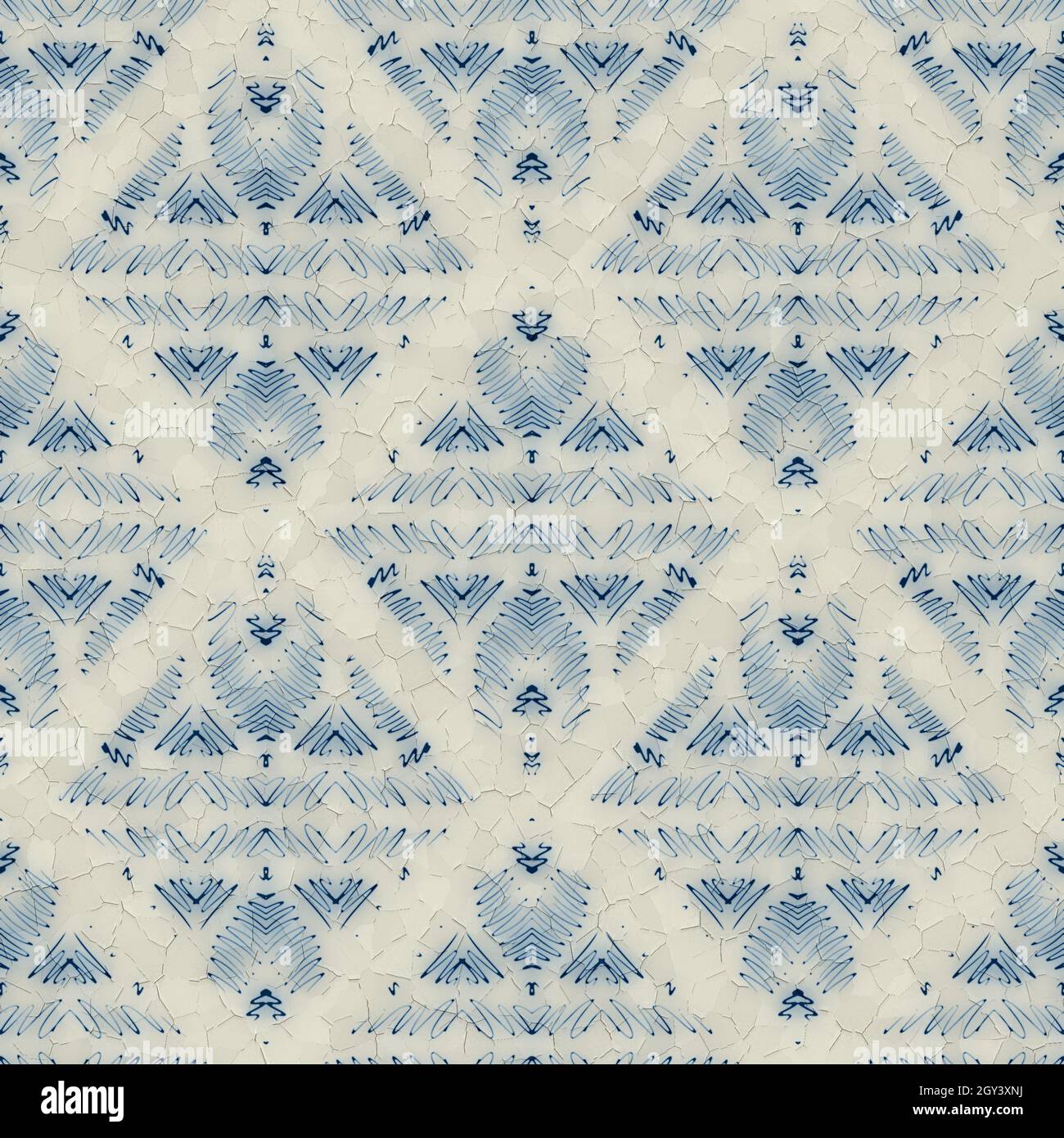 Seamless blue and white ceramic tile ornate damask pattern for surface ...