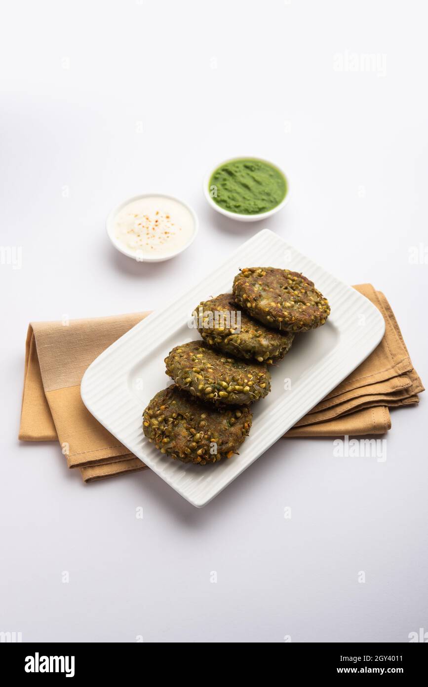 Sprouted moong dal tikki or patties is a healthy snack from India ...