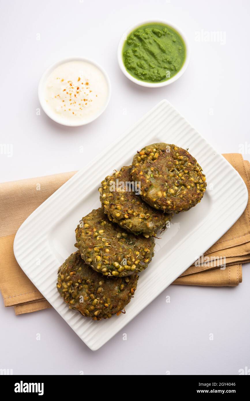 Sprouted moong dal tikki or patties is a healthy snack from India ...