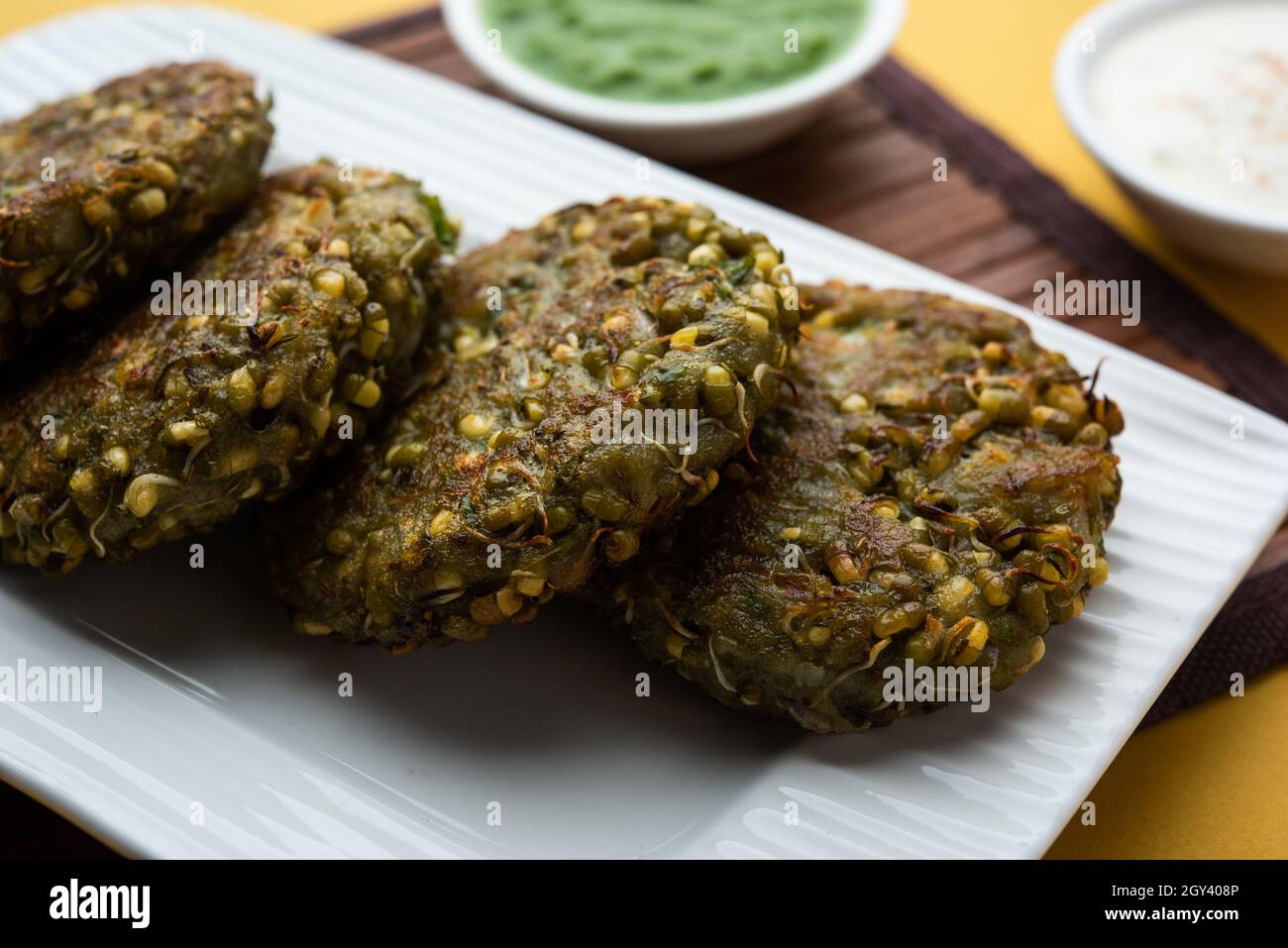 Sprouted moong dal tikki or patties is a healthy snack from India ...