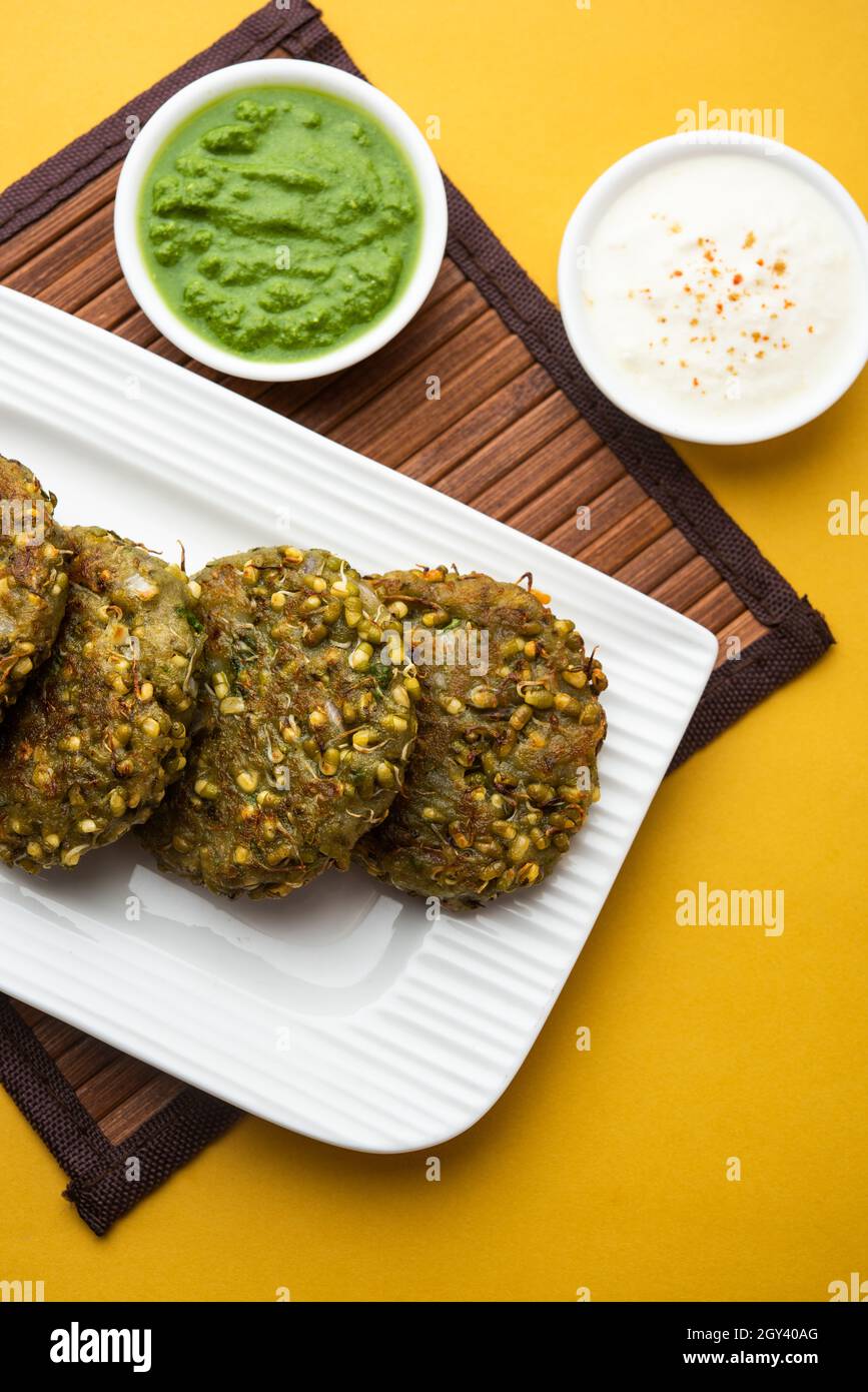 Sprouted moong dal tikki or patties is a healthy snack from India ...