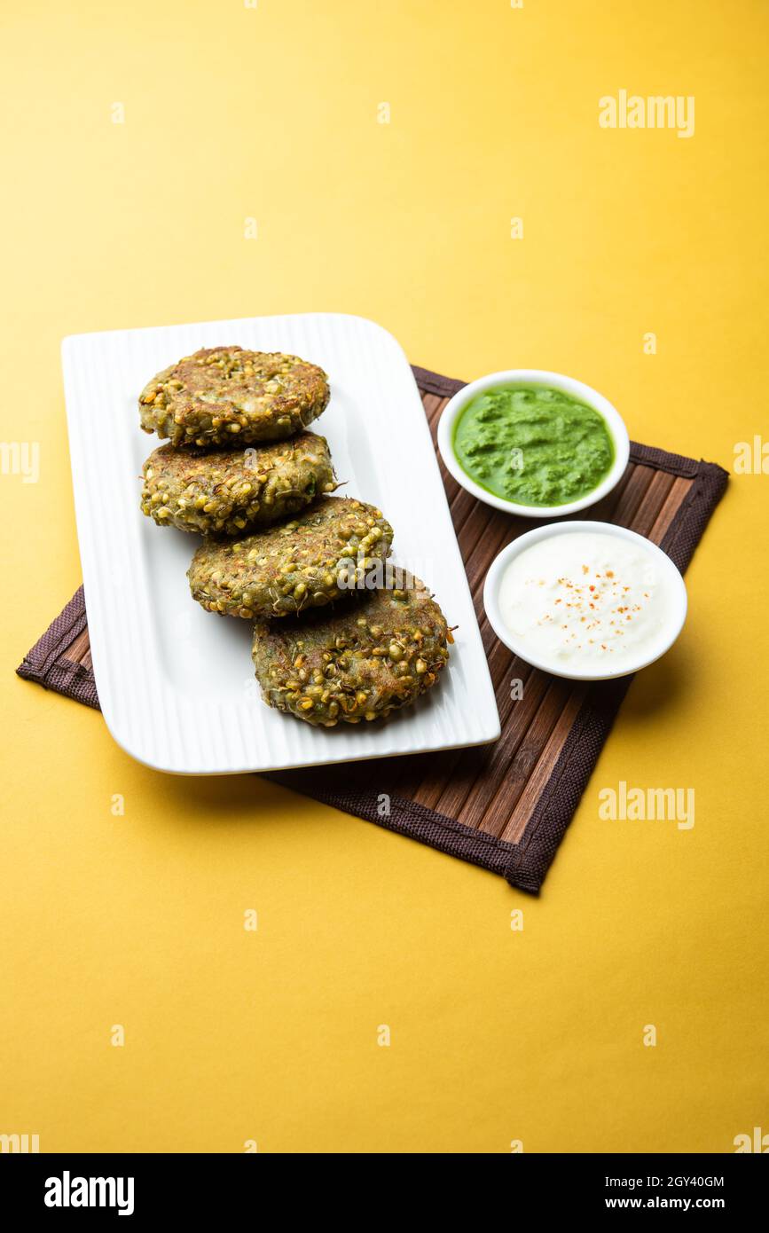Sprouted moong dal tikki or patties is a healthy snack from India ...