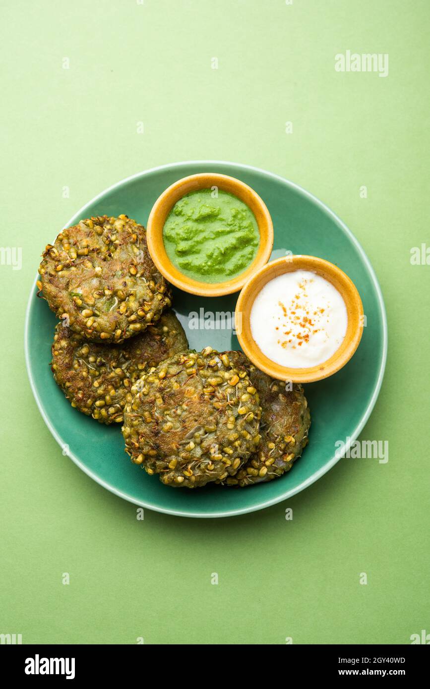 Sprouted moong dal tikki or patties is a healthy snack from India ...