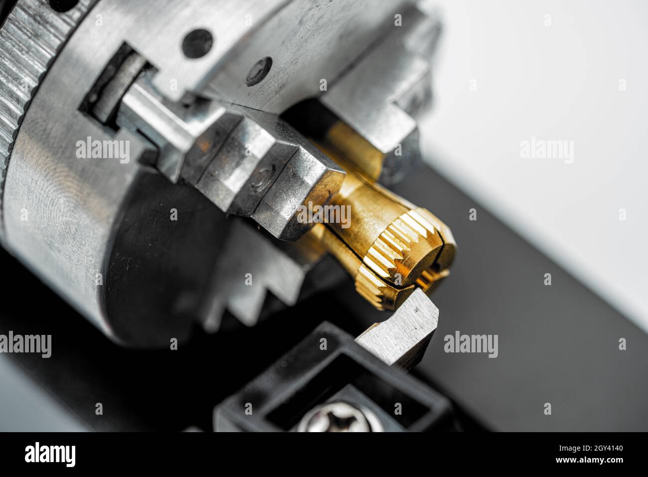 Small diy turning lathe machine for education and hobby Stock Photo - Alamy