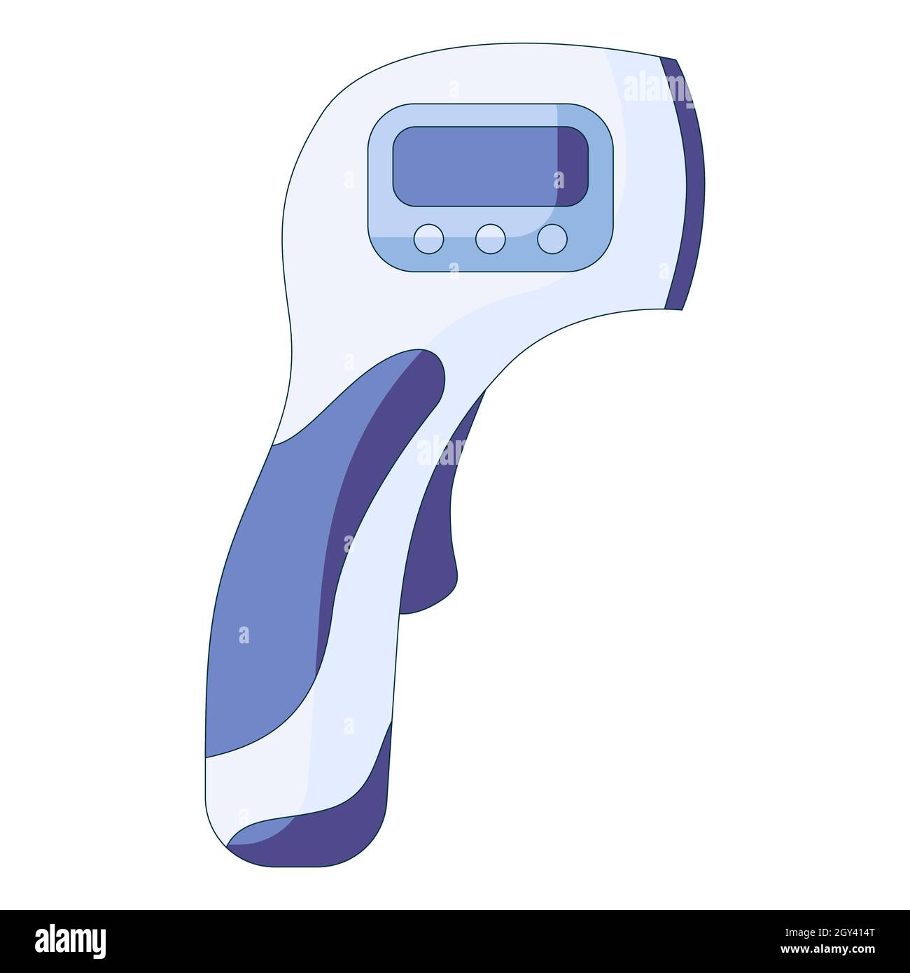 Infrared thermometer, body temperature check in a flat style isolated on a white background ...
