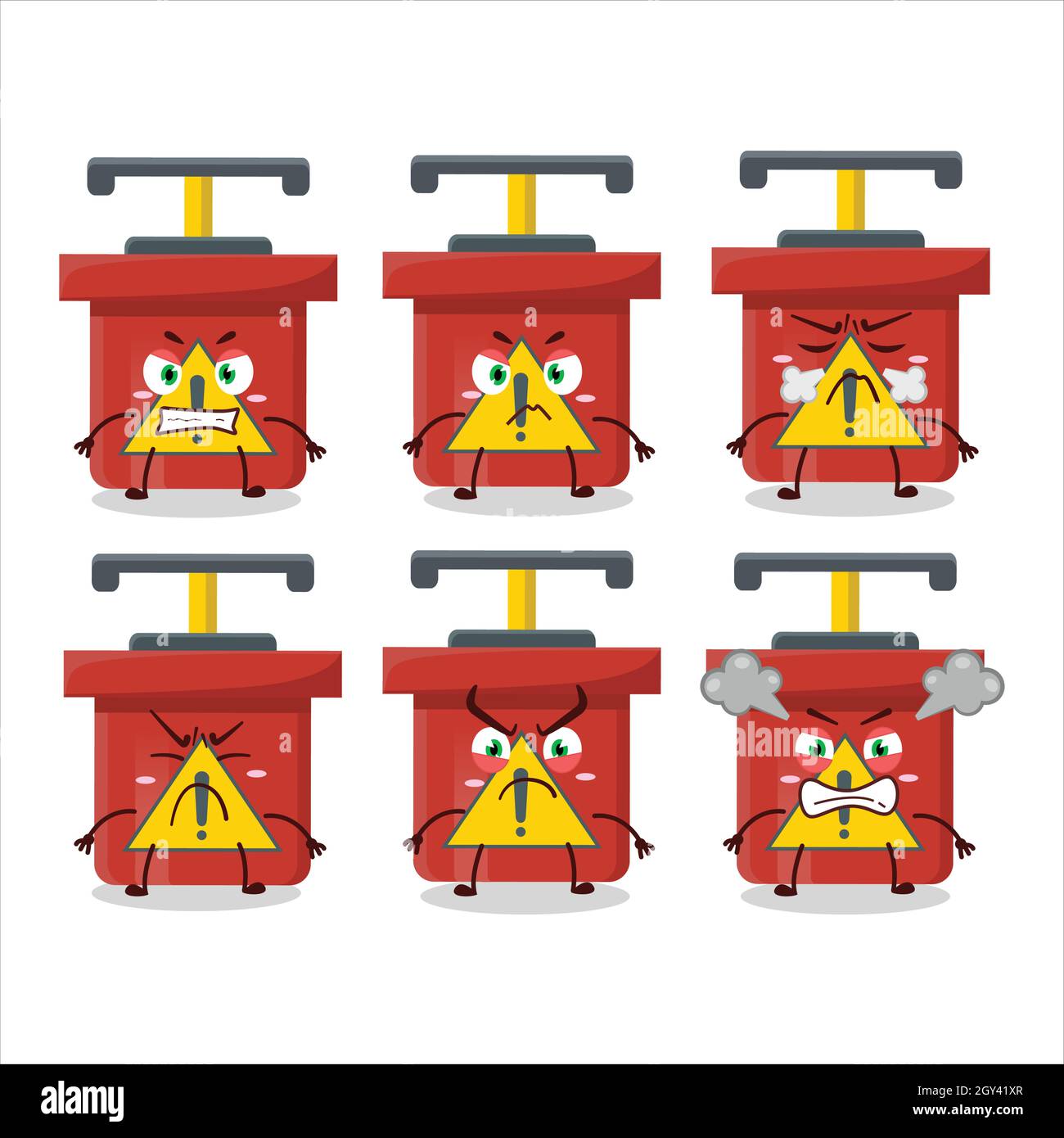 Dynamite Blasting Machine cartoon character with various angry ...