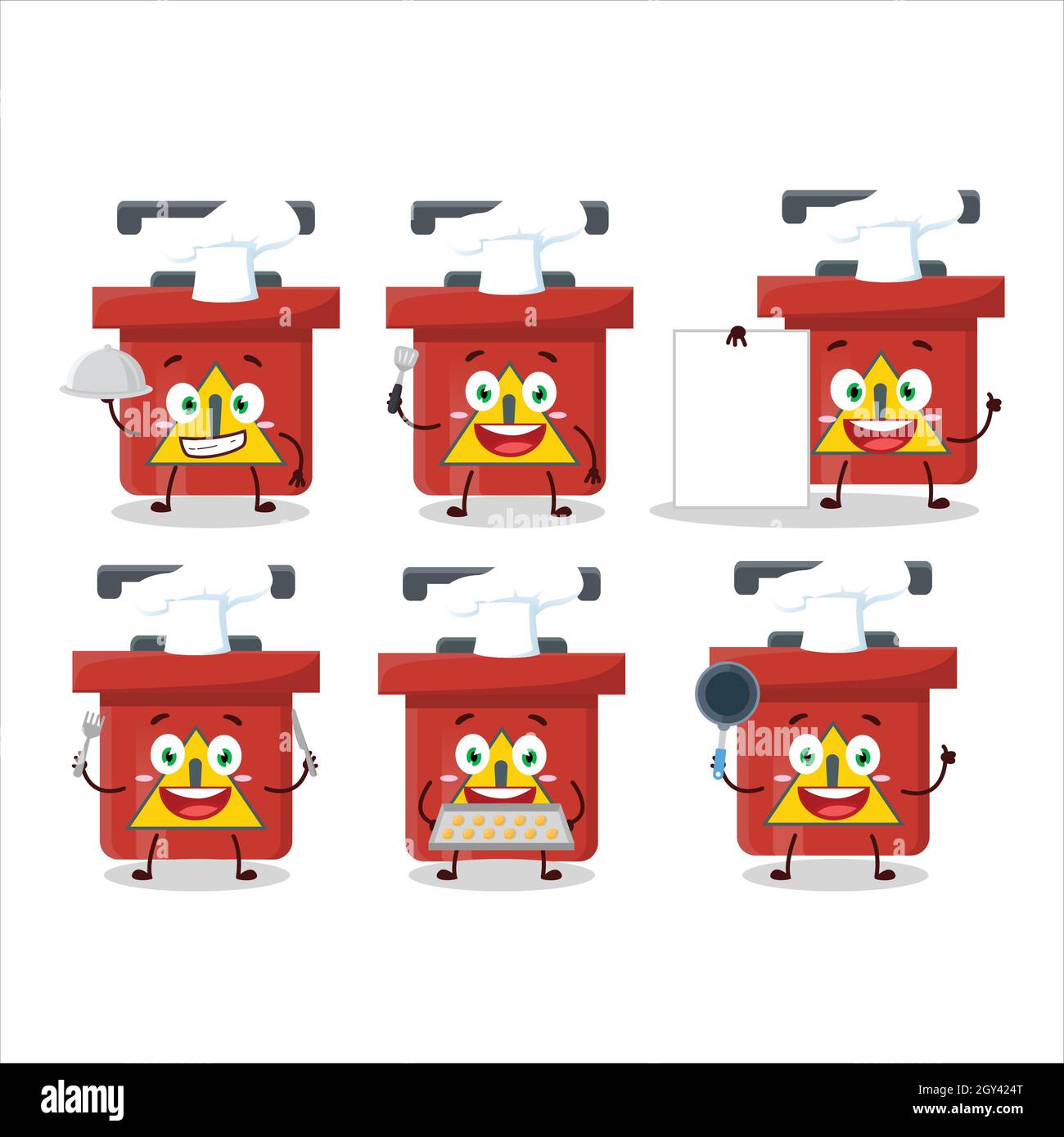 Cartoon character of dynamite blasting machine with various chef ...