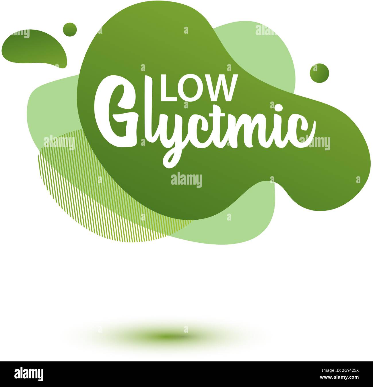 Glycemic low badge. Green amoeba design of sticker for diet menu ...
