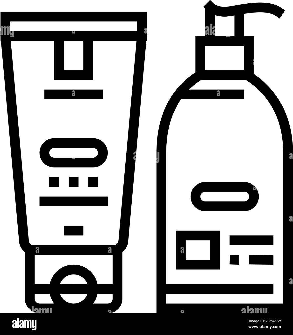 hand cream and lotion packaging line icon vector illustration Stock ...