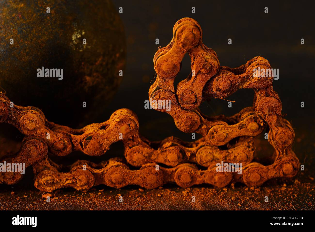 Rusty chain and steel ball Stock Photo - Alamy