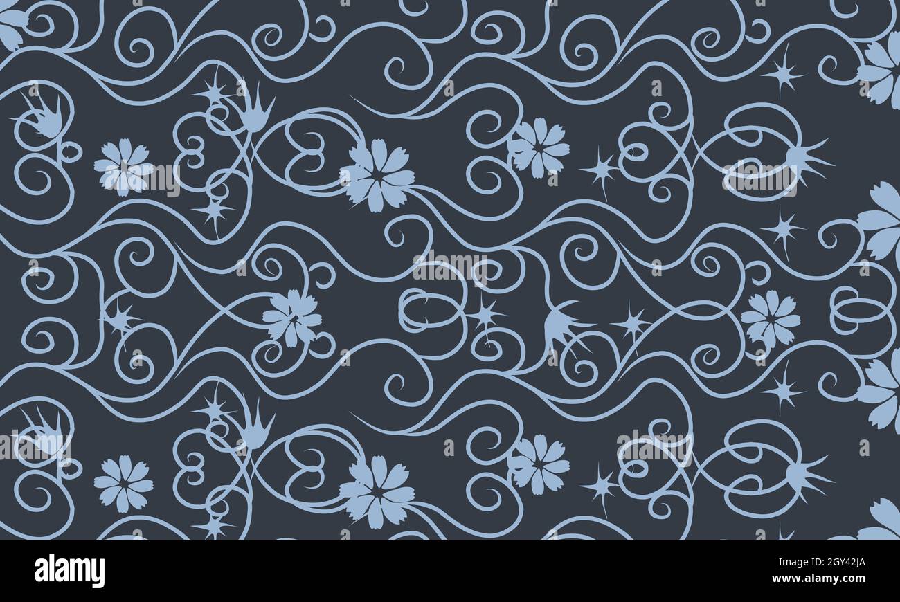 Modern simple geometric seamless pattern with blue colour Floral shape ...