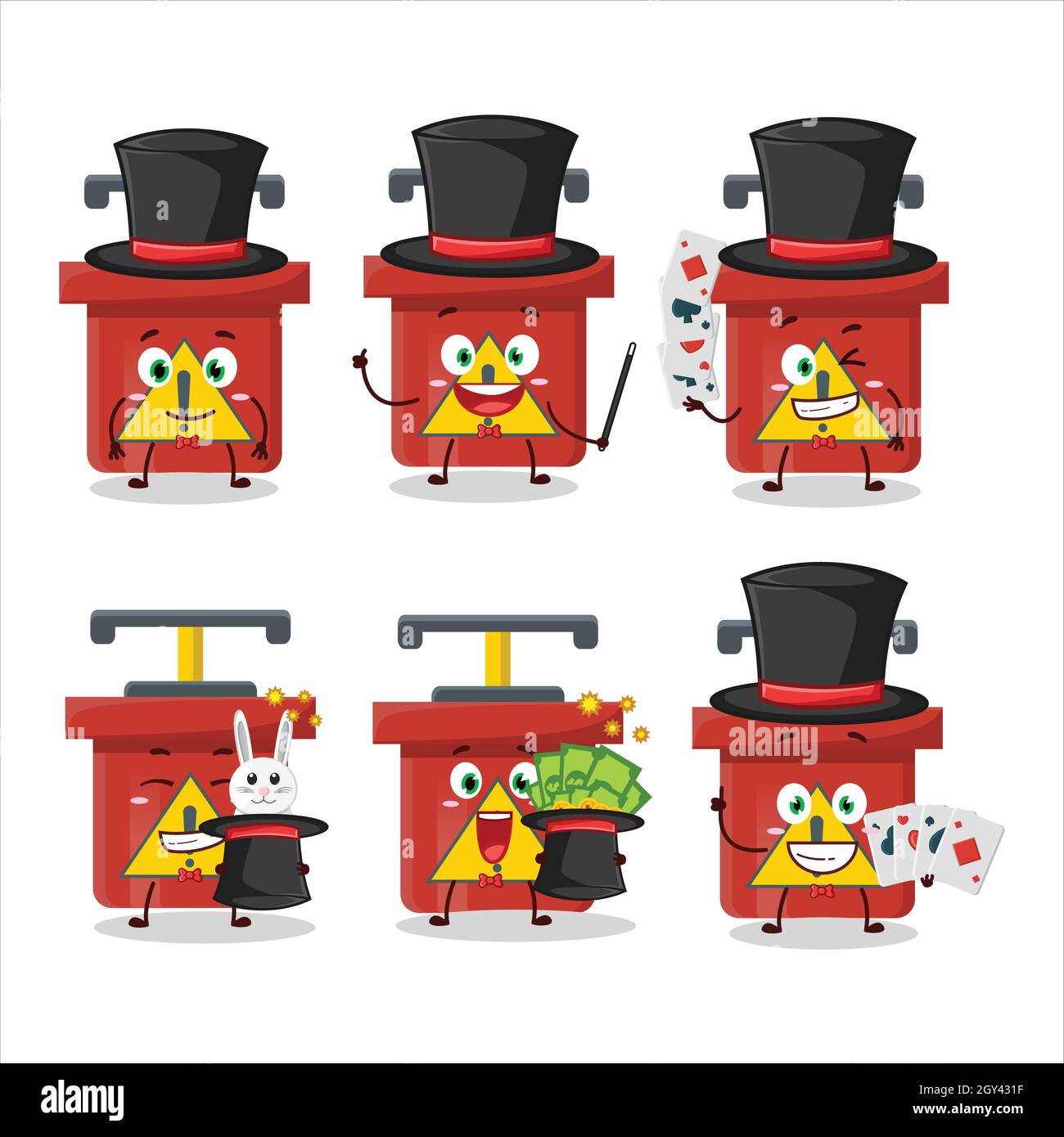 A dynamite blasting machine Magician cartoon character perform on a ...