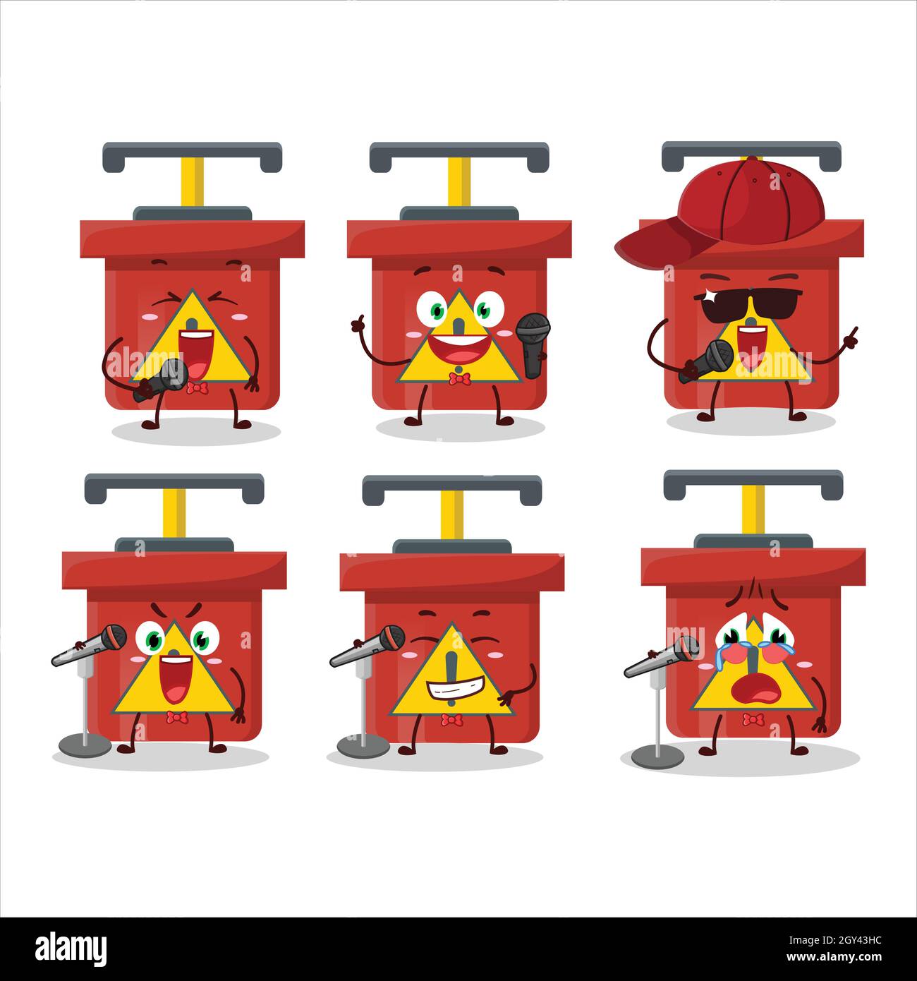 A Cute Cartoon design concept of dynamite blasting machine singing a ...