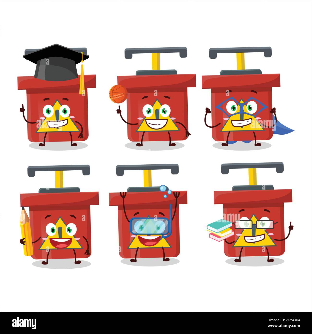 School student of dynamite blasting machine cartoon character with ...