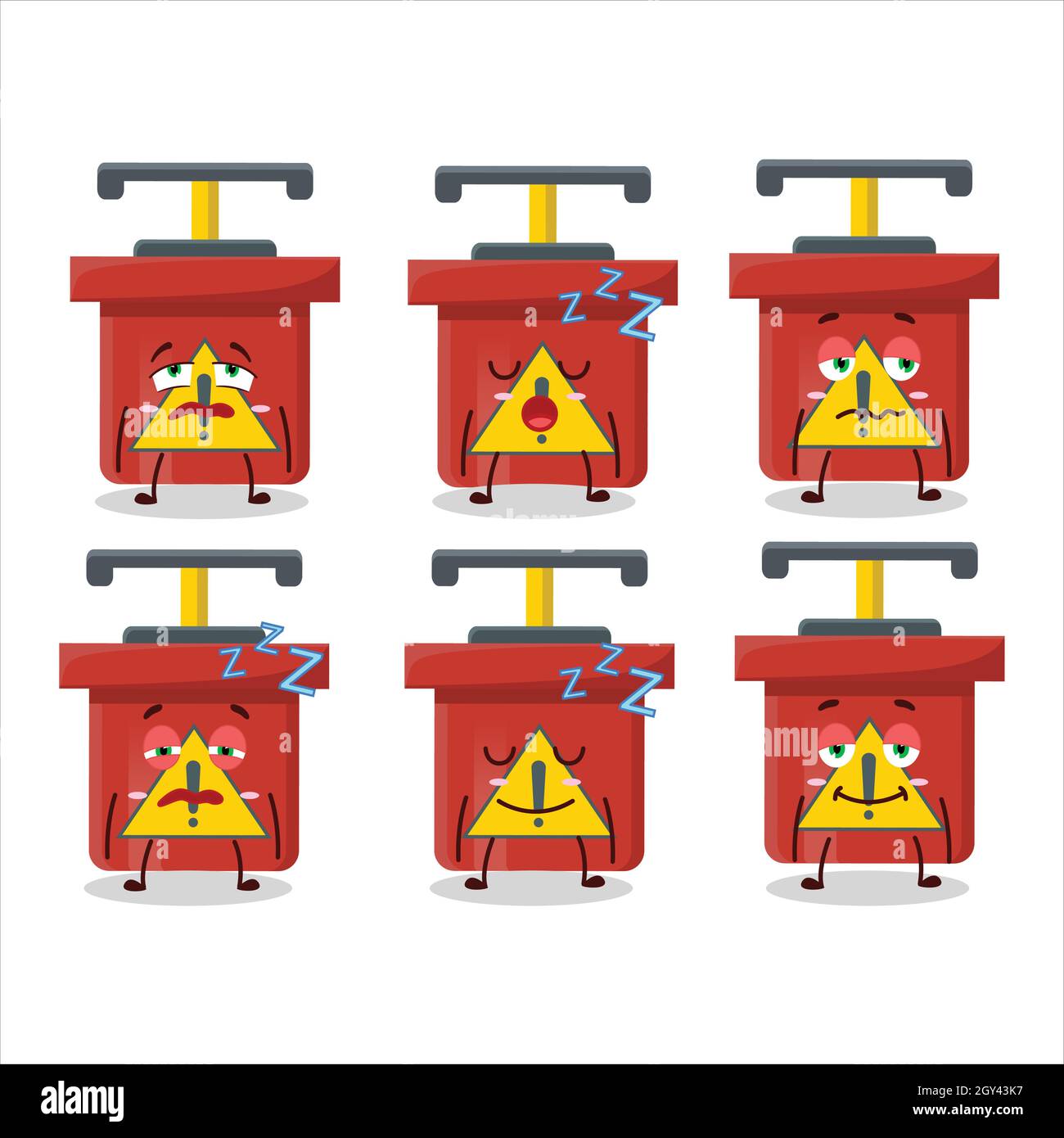 Cartoon character of dynamite blasting machine with sleepy expression ...