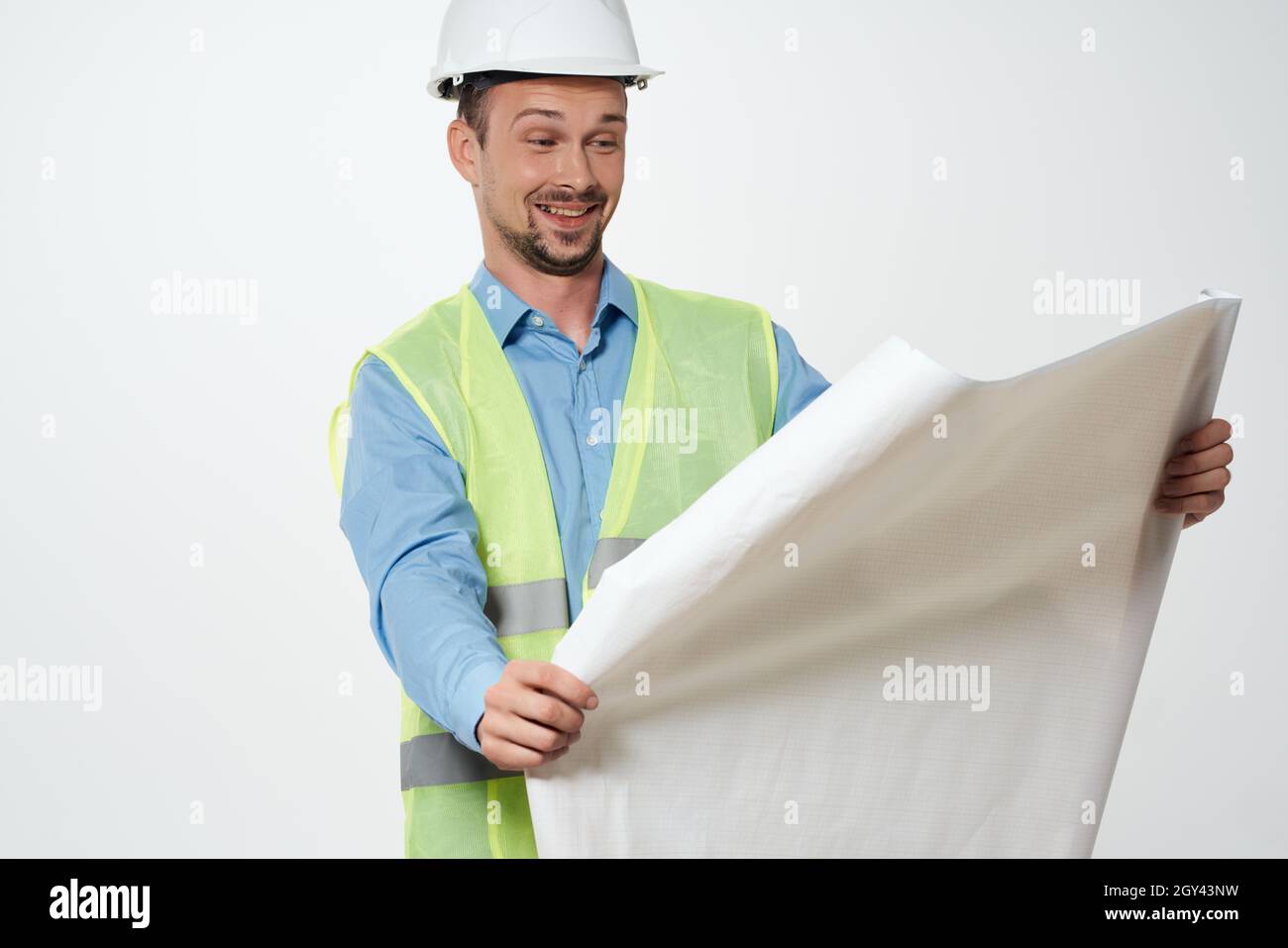 male builders engineer light background Stock Photo - Alamy