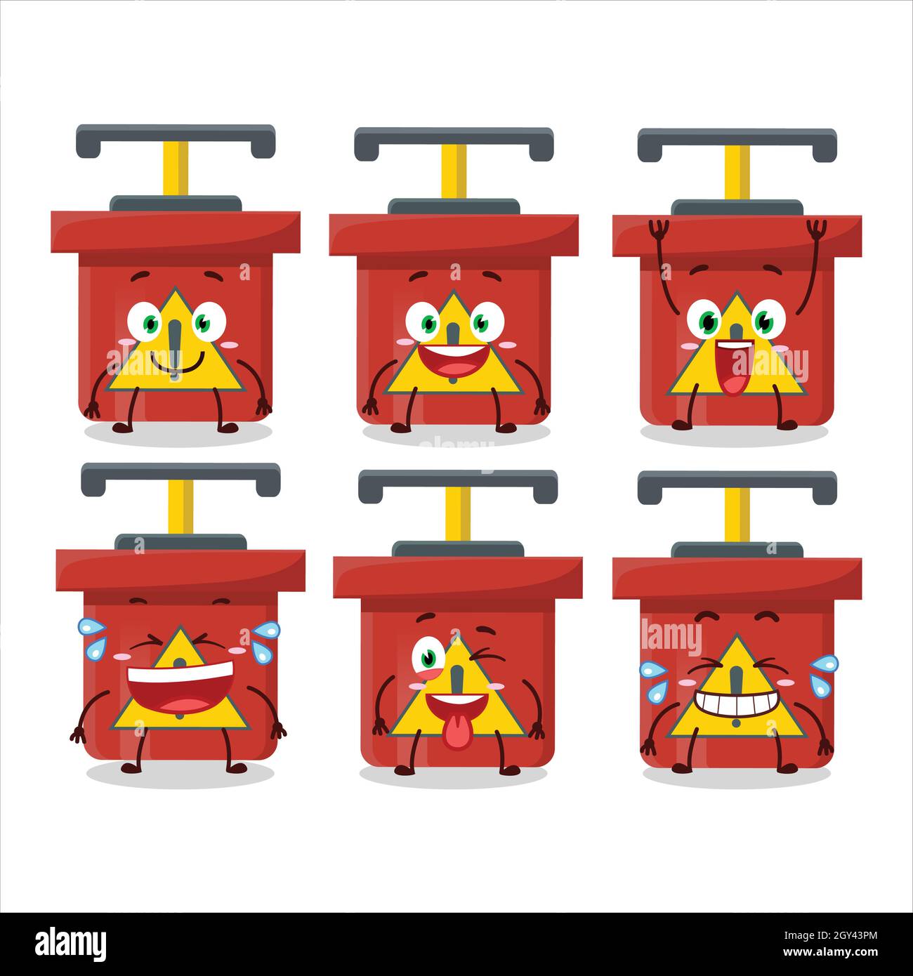 Cartoon character of dynamite blasting machine with smile expression ...