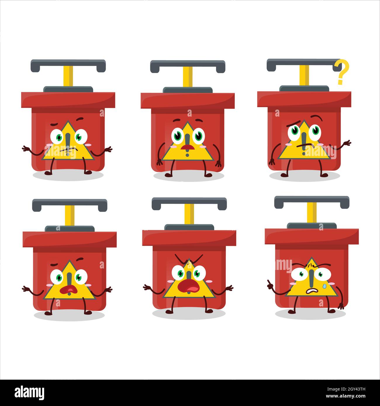 Cartoon character of dynamite blasting machine with what expression ...