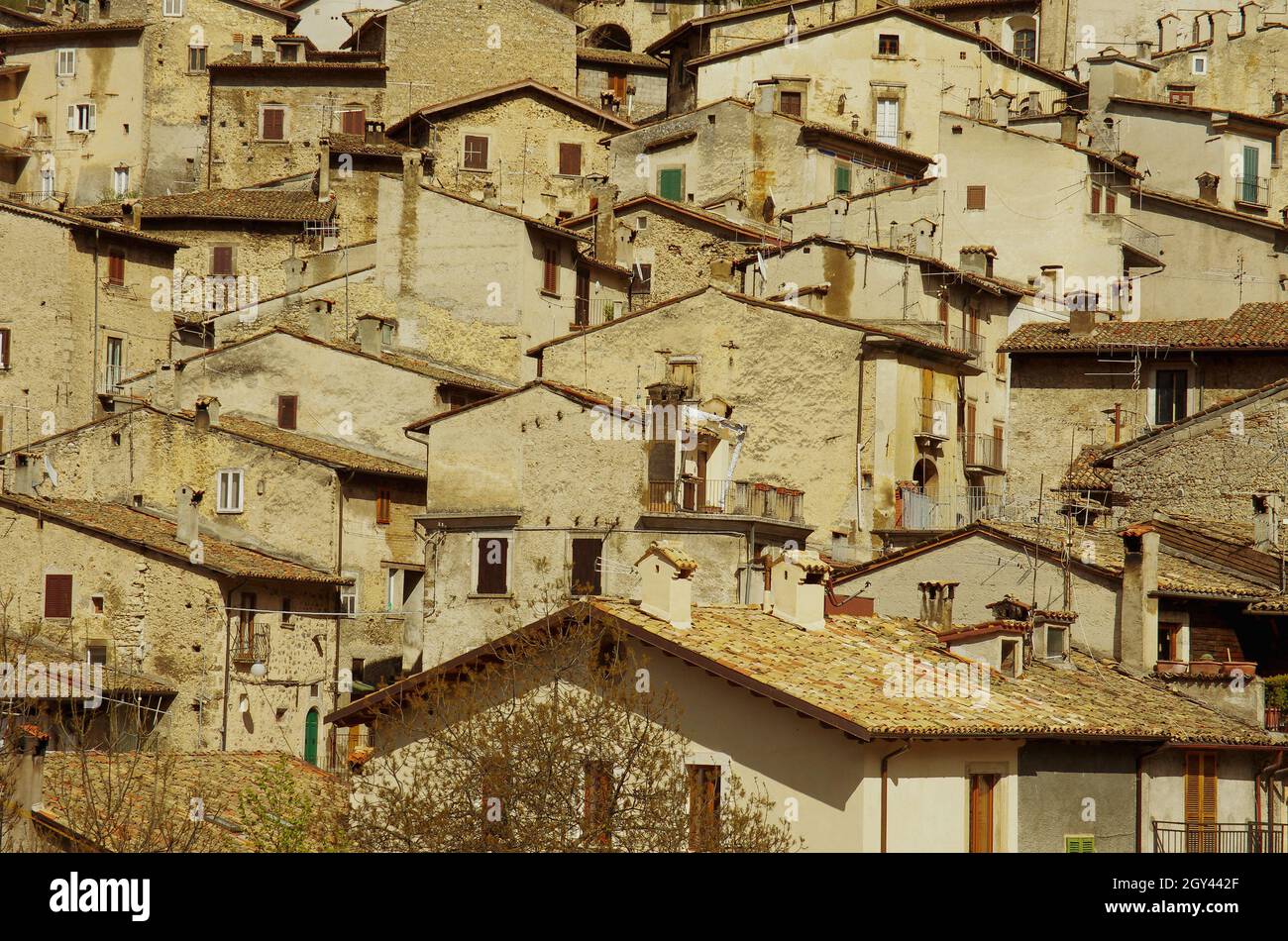 he characteristic houses of the village of Scanno - Abruzzo - Italy ...