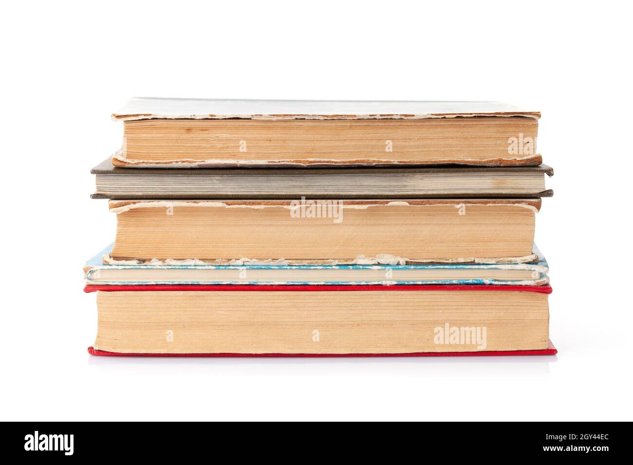 Old books stack. Isolated on white background Stock Photo - Alamy