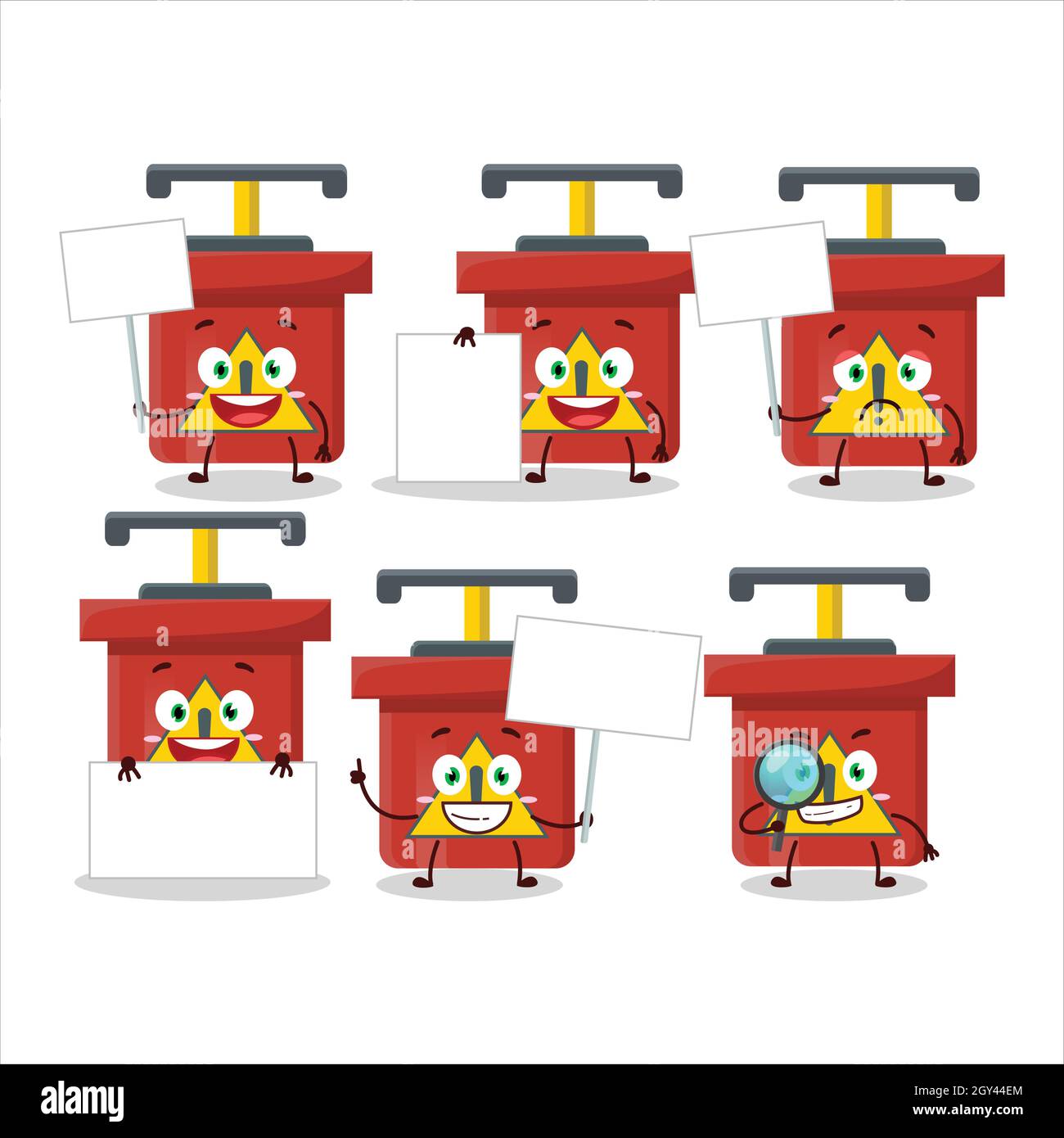 Dynamite Blasting Machine cartoon character bring information board ...