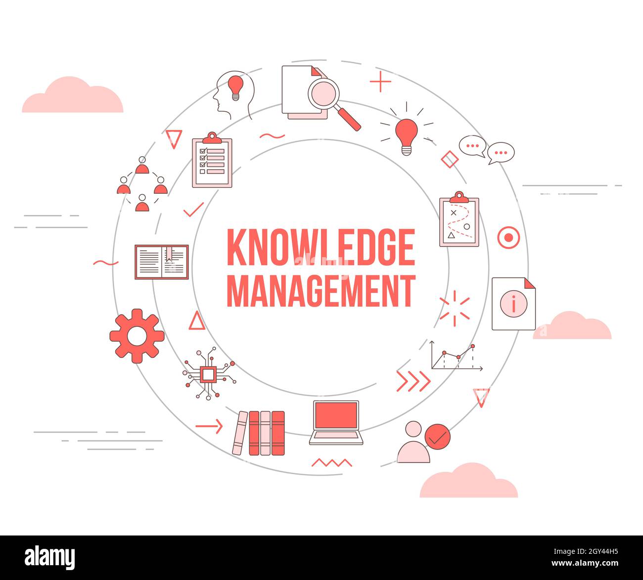 knowledge management concept with icon set template banner and circle ...