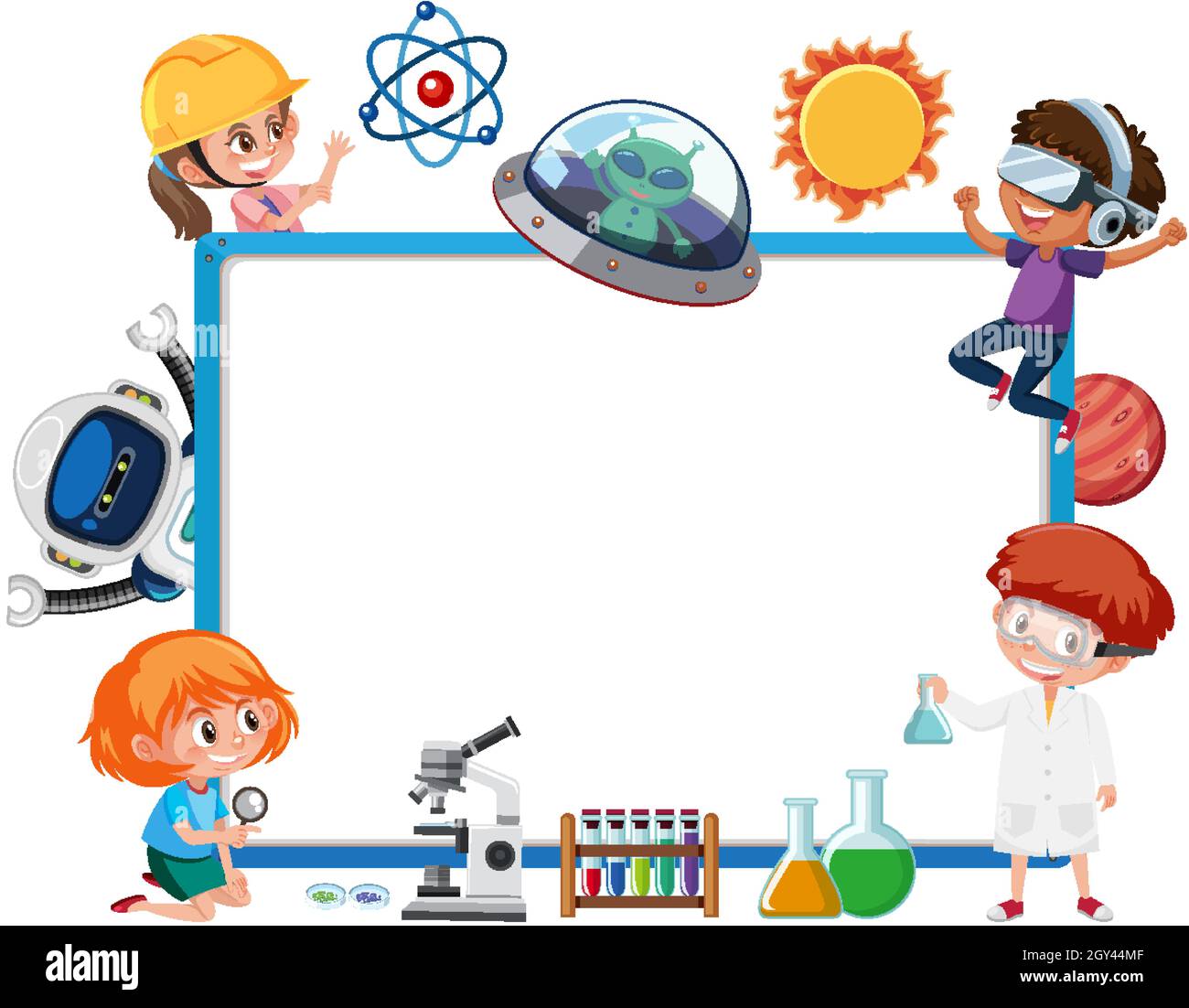 Empty banner with kids in technology theme illustration Stock Vector ...