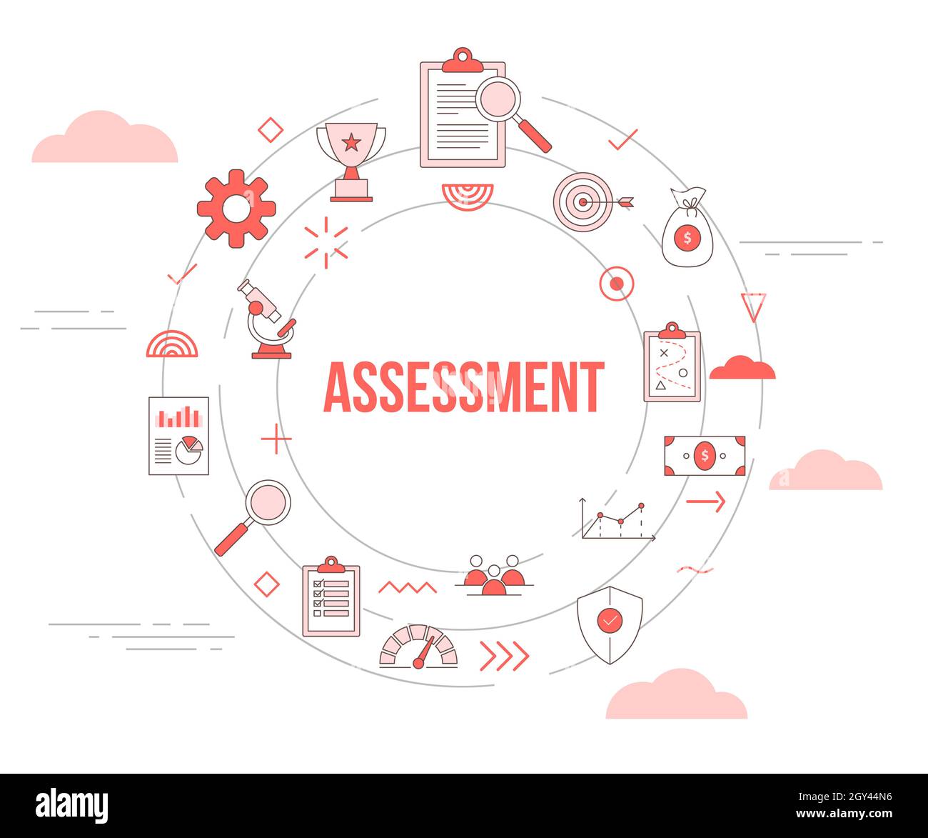 business assessment concept with icon set template banner and circle ...