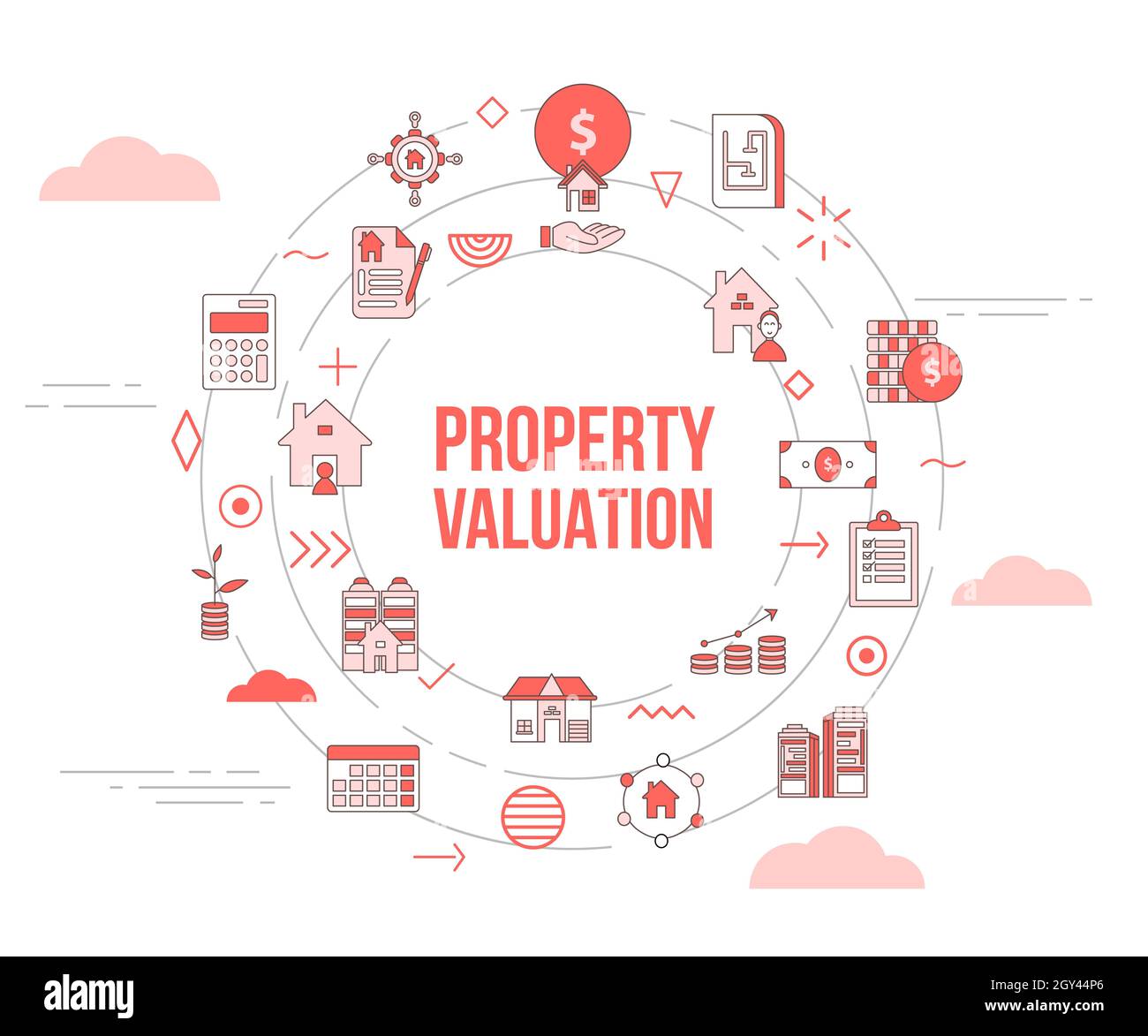 property valuation concept with icon set template banner and circle ...