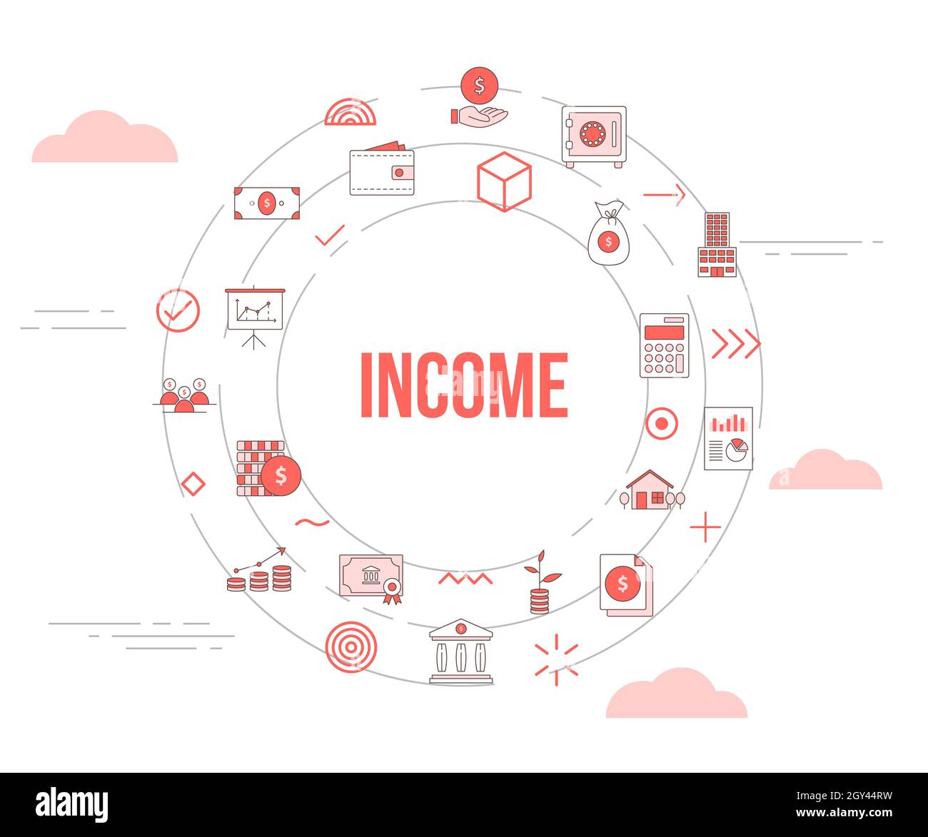 business income concept with icon set template banner and circle round ...