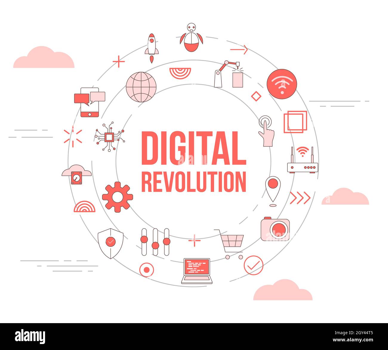 digital revolution technology concept with icon set template banner and ...