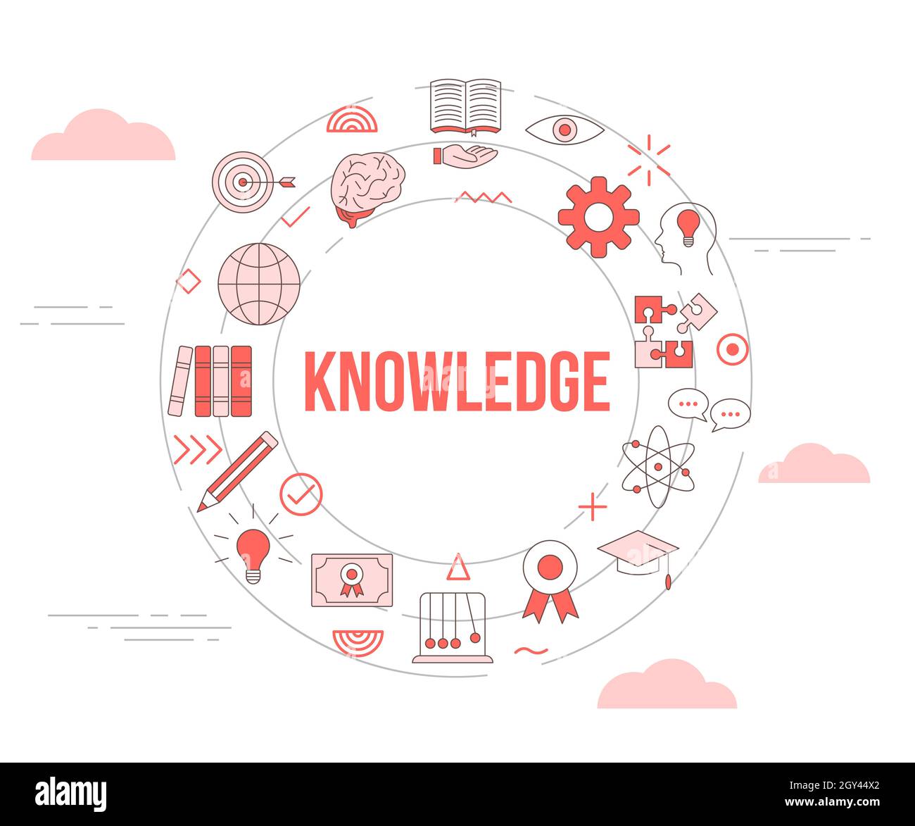 knowledge concept with icon set template banner and circle round shape ...