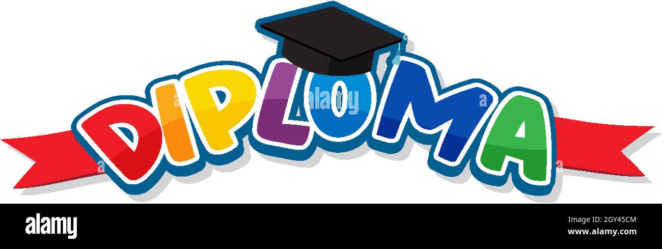 Colourful diploma font cartoon text illustration Stock Vector Image ...