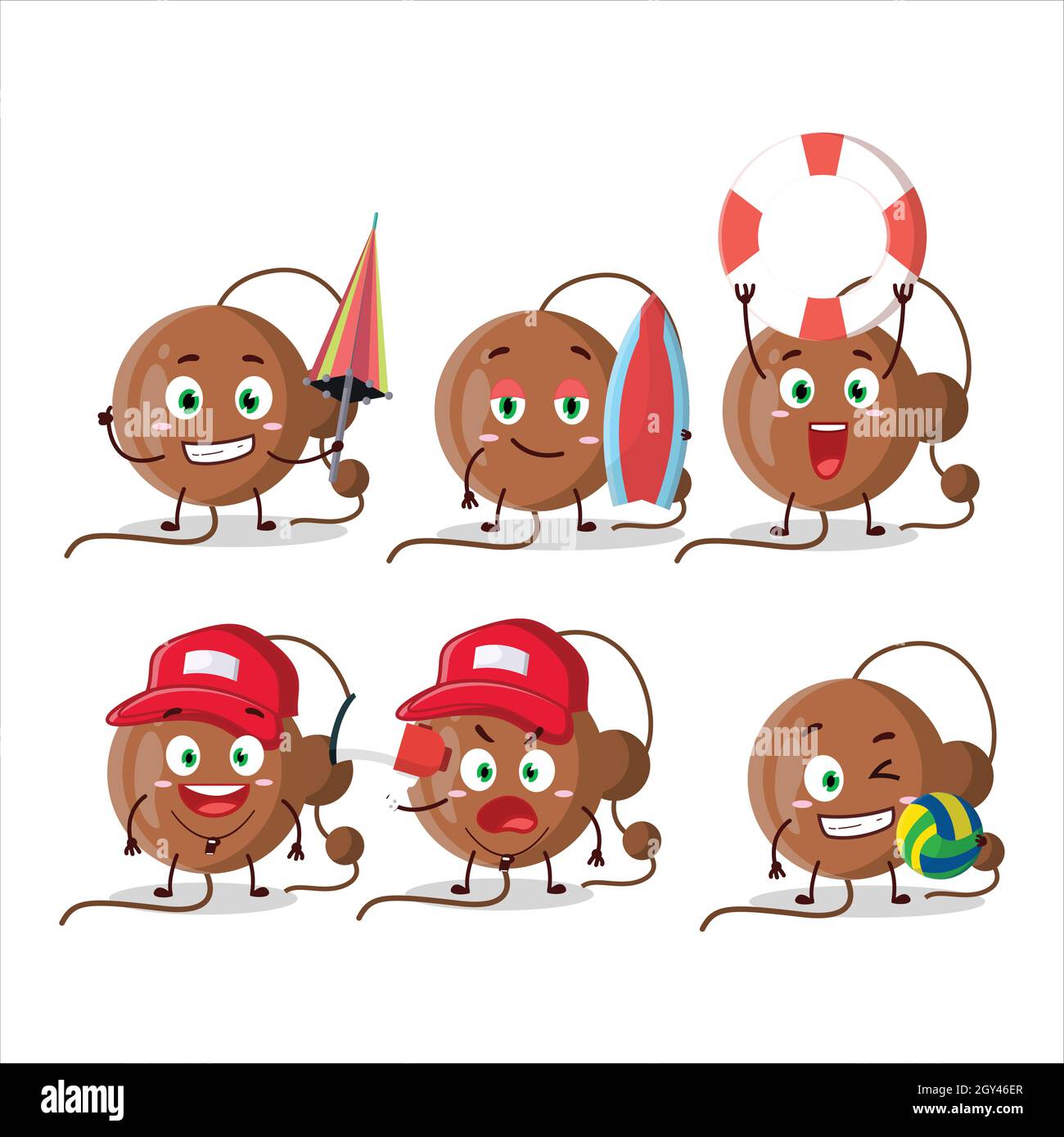 Happy Face firecracker ball cartoon character playing on a beach ...