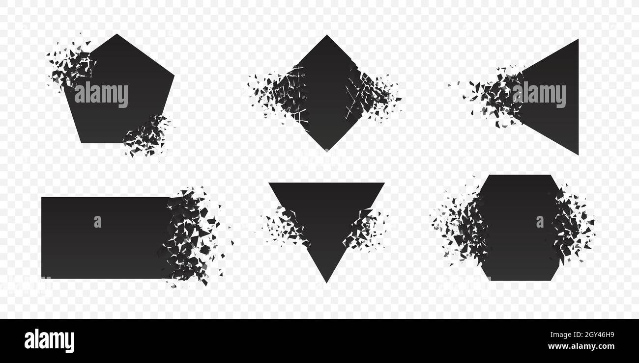 Shape explosion broken and shattered flat style design vector ...