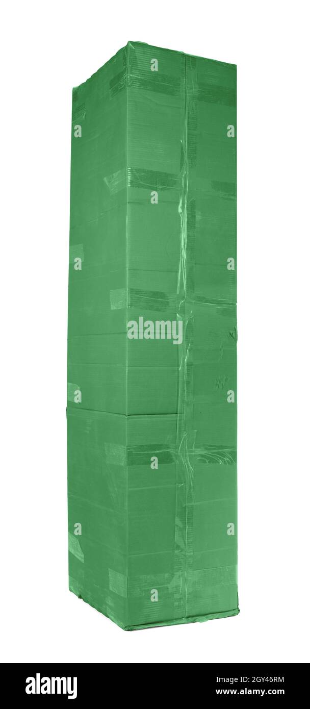 Very large green cardboard box, isolated on white Stock Photo - Alamy