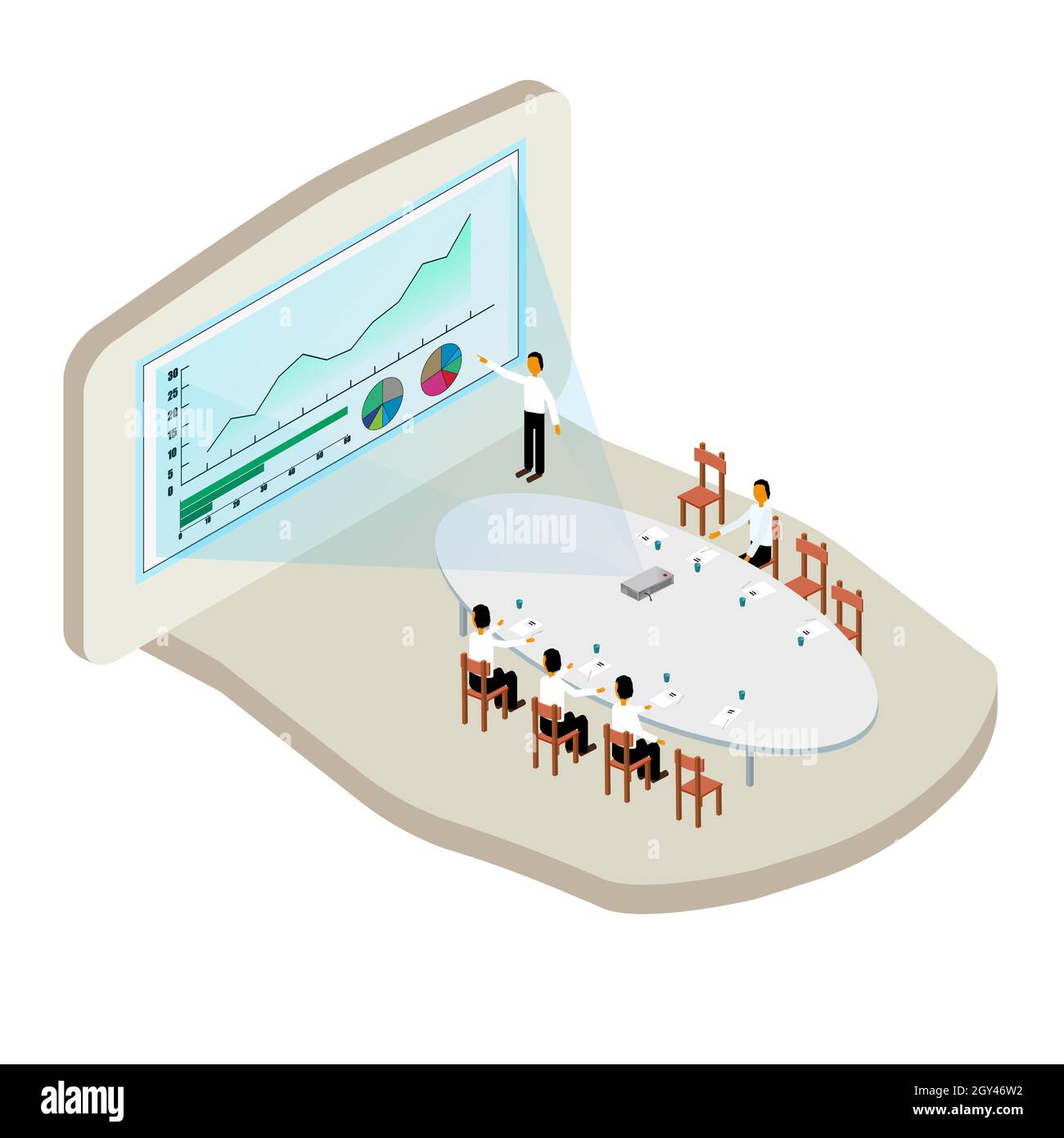 Presentation at the meeting with data analysis with graphs and charts ...