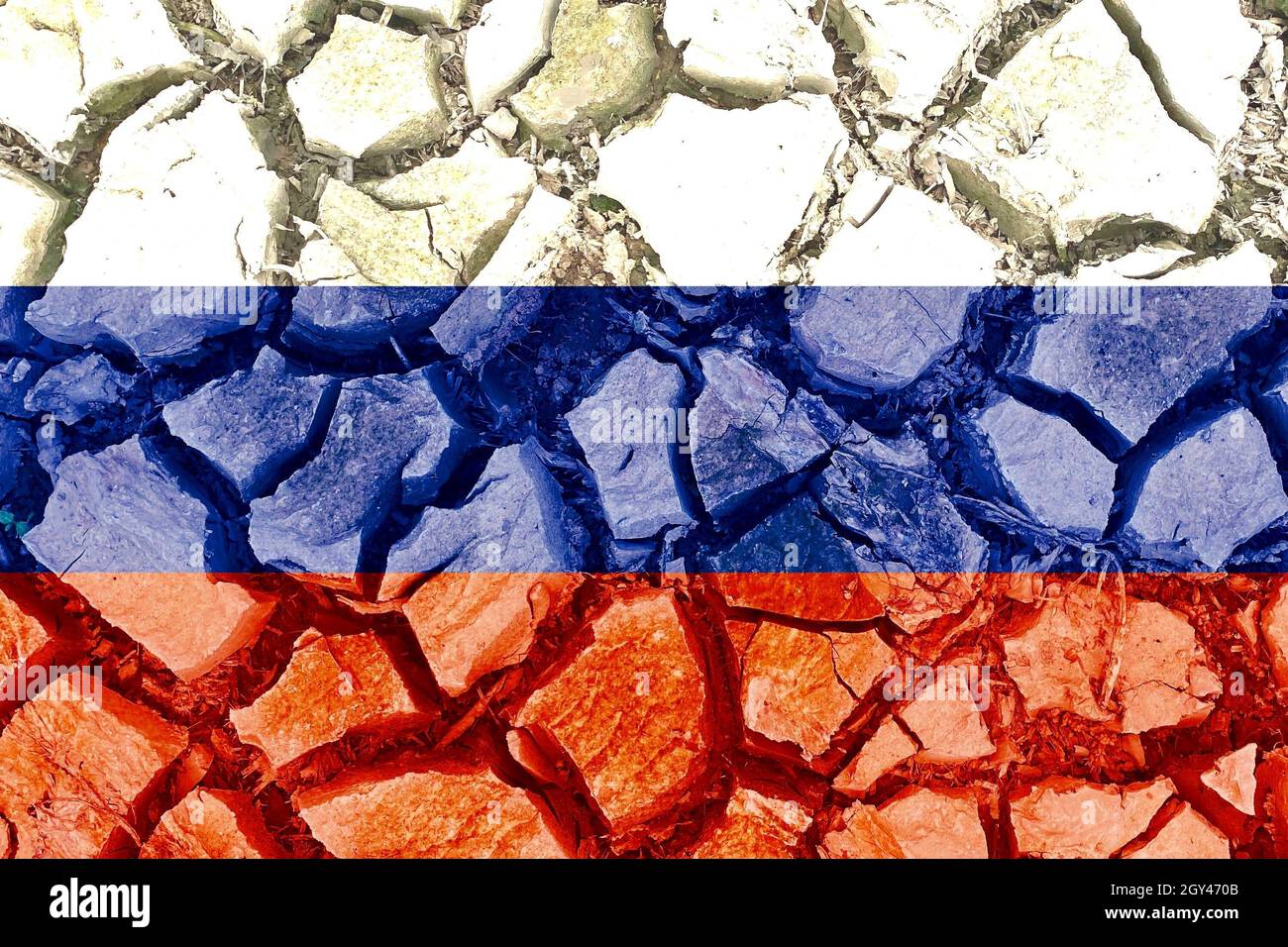 Grunge Russia flag isolated on dry cracked ground background Stock ...