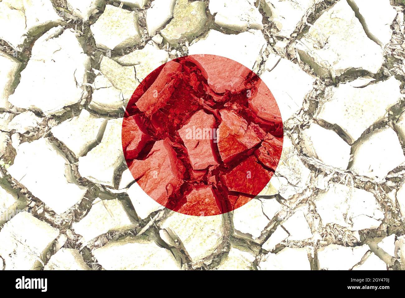 Grunge Japan flag isolated on dry cracked ground background Stock Photo ...