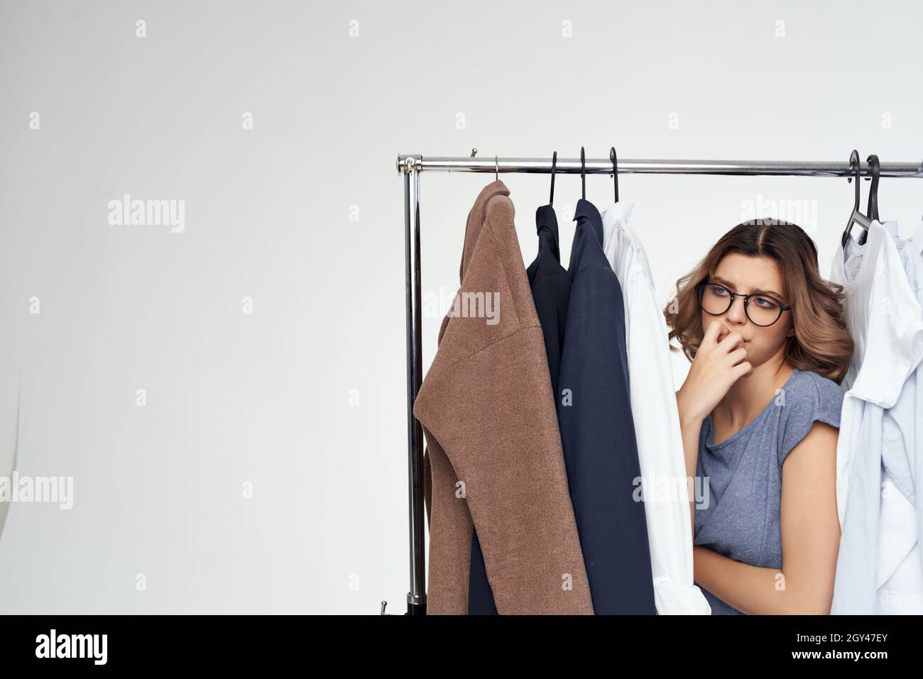 beautiful woman Clothes fitting modern style isolated background Stock ...