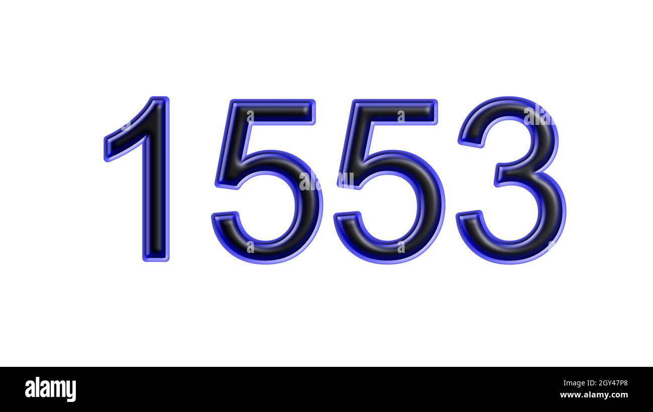 blue 1553 number 3d effect white background Stock Photo - Alamy