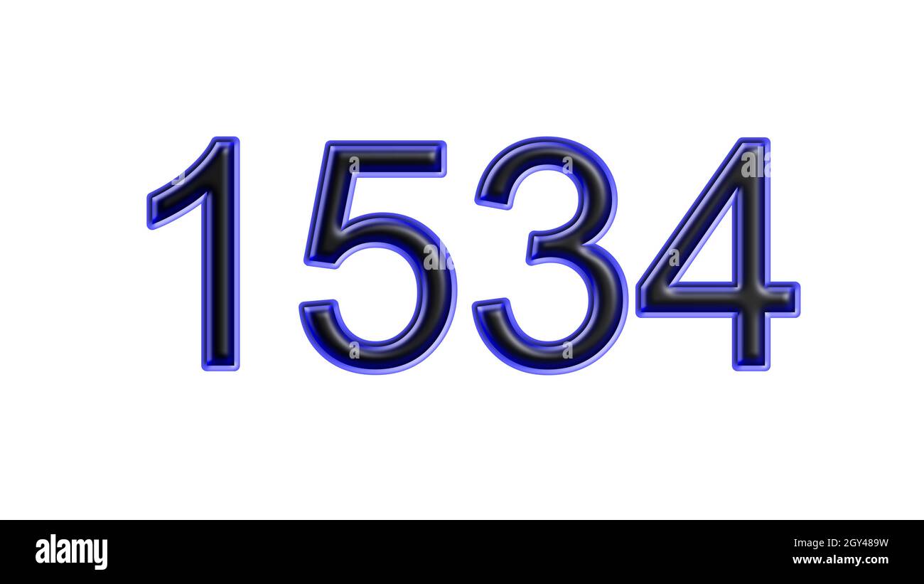 blue 1534 number 3d effect white background Stock Photo - Alamy