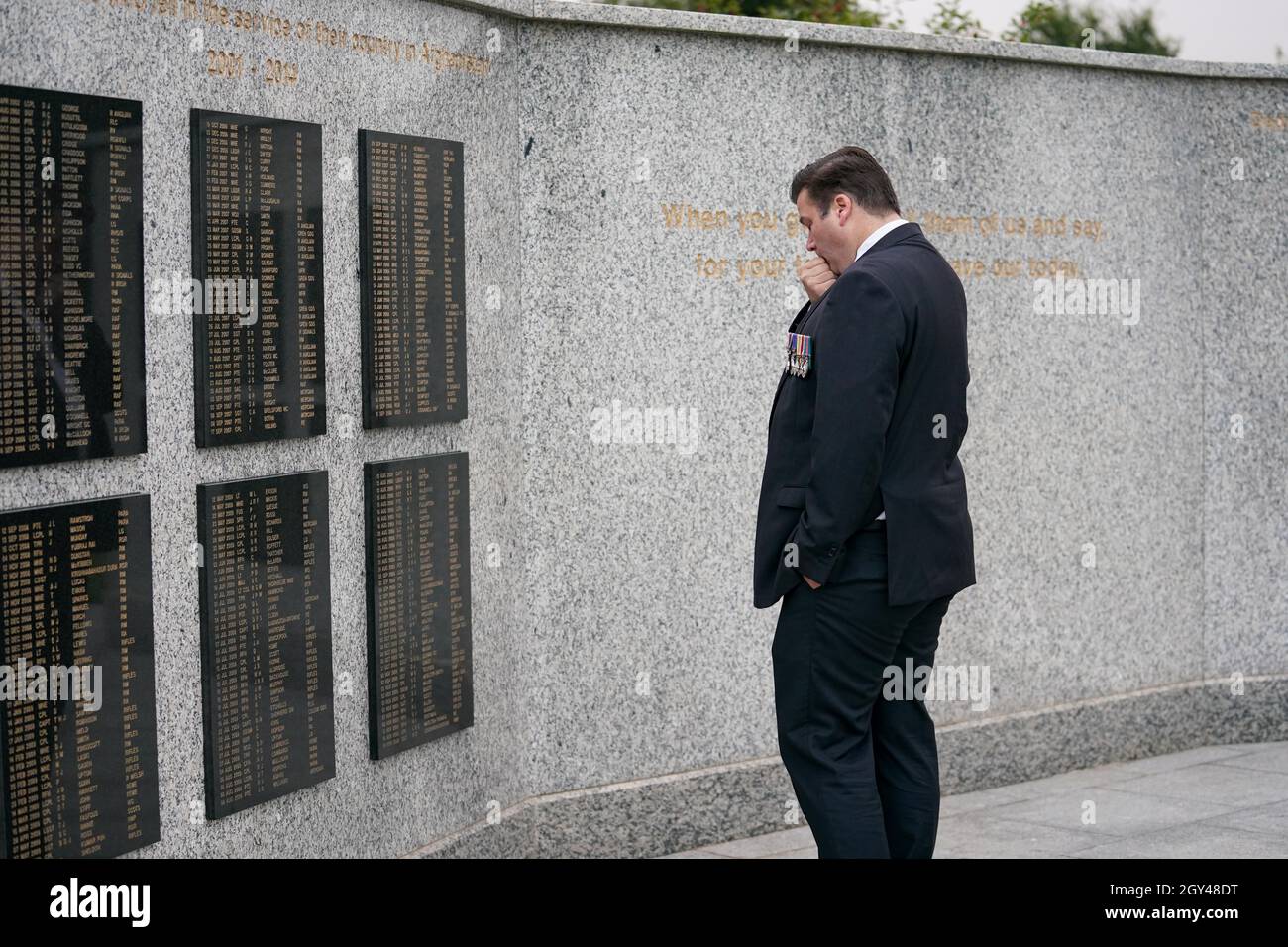 Minister of the Armed Forces James Heappey at the Camp Bastion Memorial ...