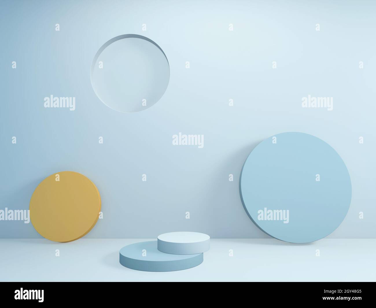 Abstract blue background with cylinders; simple mock up scene with ...