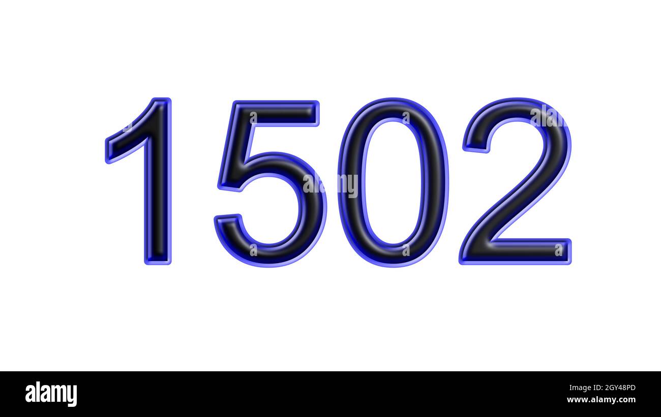 blue 1502 number 3d effect white background Stock Photo - Alamy