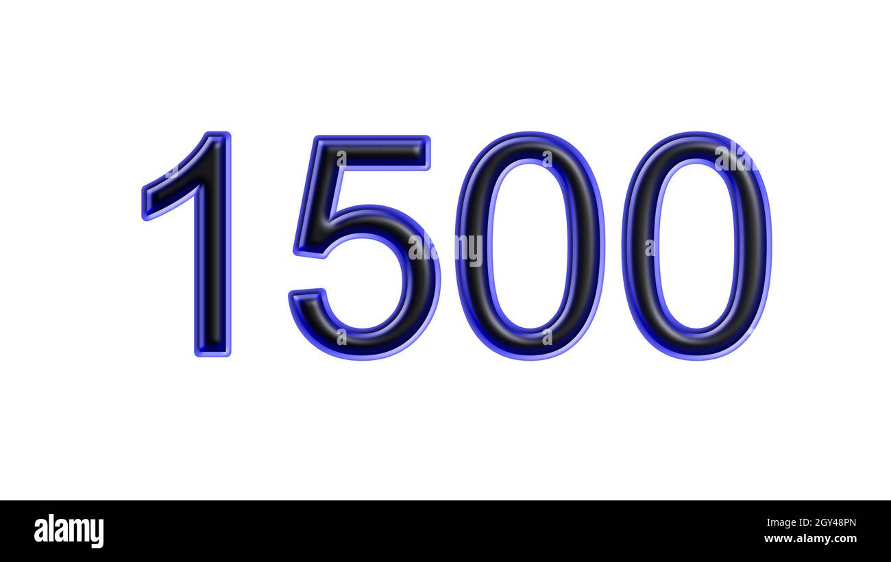 blue 1500 number 3d effect white background Stock Photo - Alamy