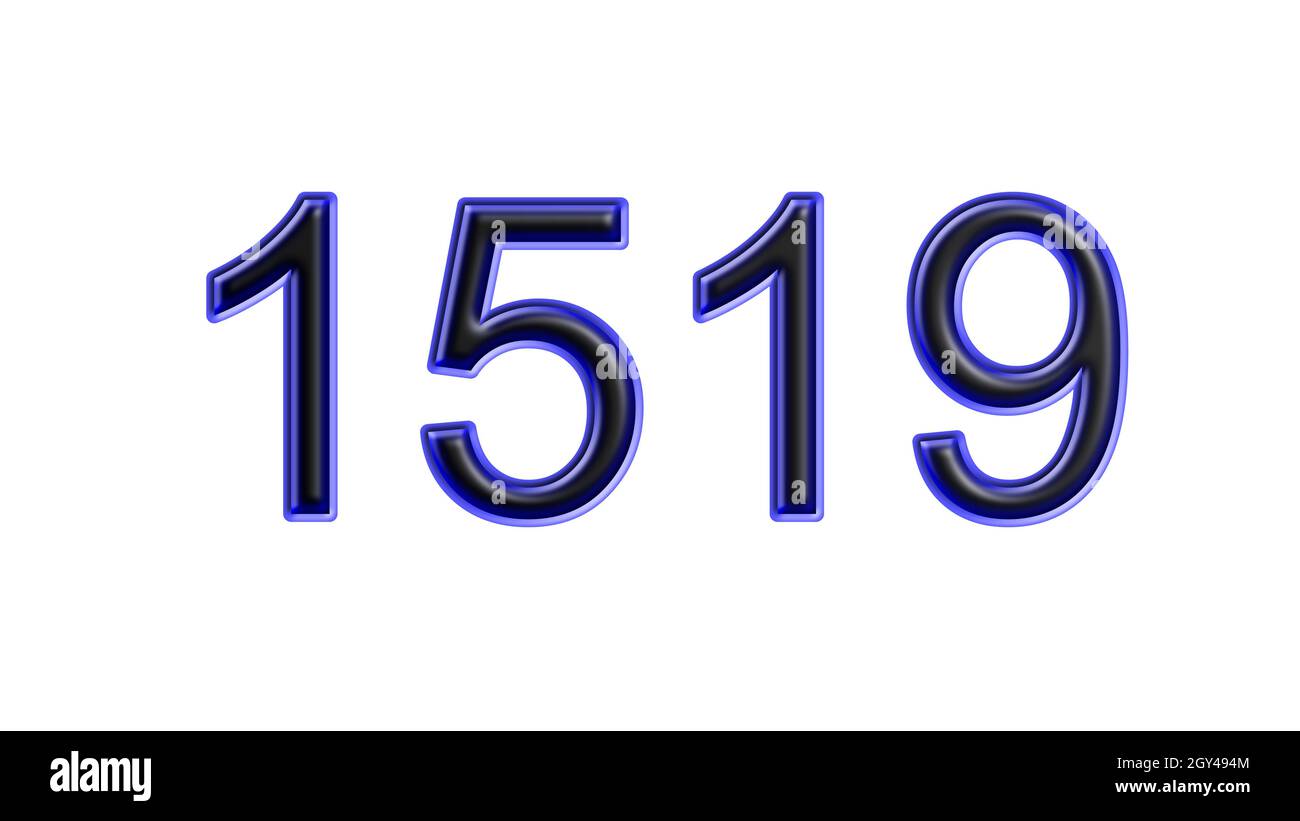 blue 1519 number 3d effect white background Stock Photo - Alamy